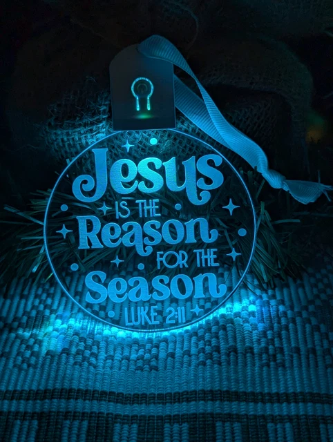 JESUS IS THE Reason Religious Christmas Bauble LED Light Hanging Decoration $23.50 - PicClick AU