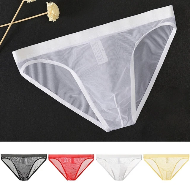 MENS LOW RISE Briefs Bikini Sexy See Through Pouch Underpants Swimwear ...