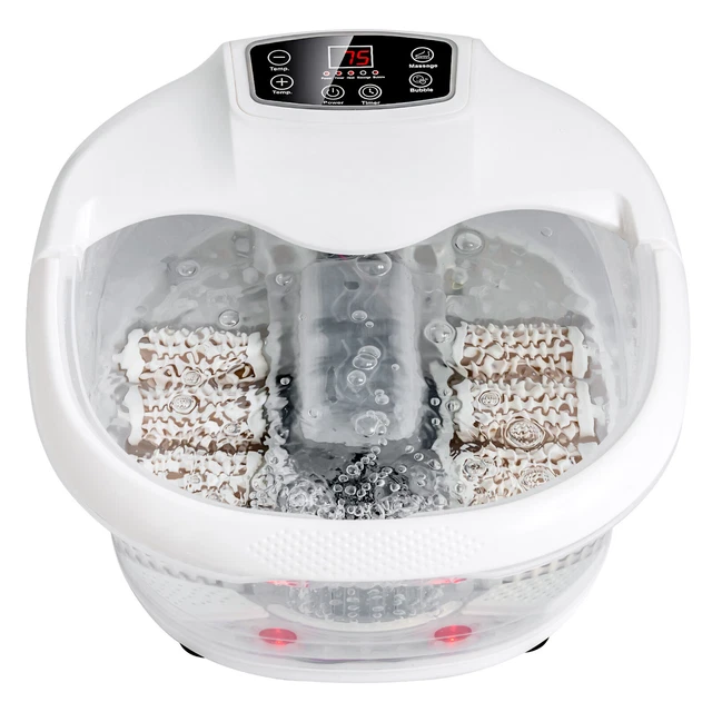 Costway Foot Spa Bath Tub W Heat And Bubbles And Electric Massage Rollers