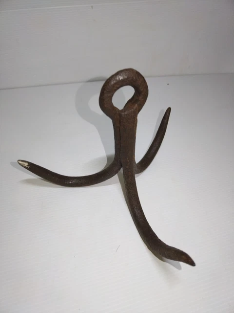 ANCIEN GRAPPIN 3 branches fer forgé EUR 12,50 - PicClick FR