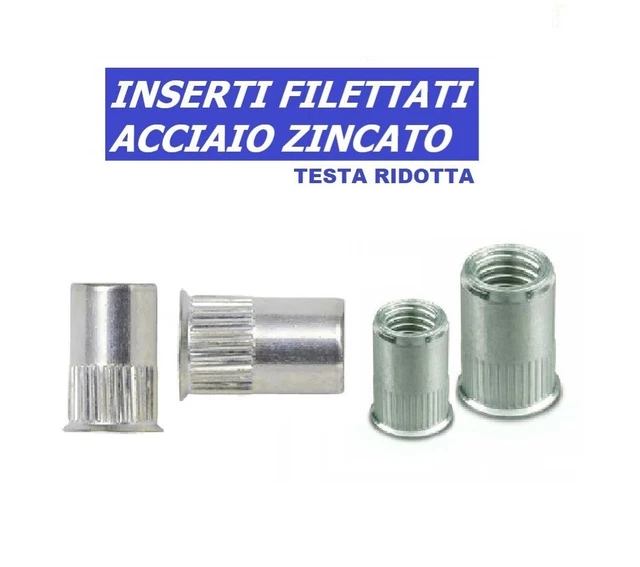 INSERTI M3 M4 M5 M6 M8 M10 Rivetti Filettati Acciaio Testa Ridotta A ...