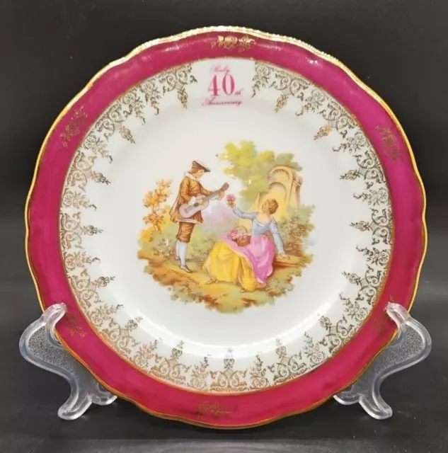 LIMOGES LA REINE Ruby 40th anniversary plate. 18.5cm diameter EUR 9,36 ...