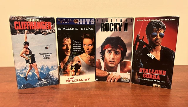 SYLVESTER STALLONE VHS LOT of 4 Rocky II, Cobra, Cliff Hanger ...
