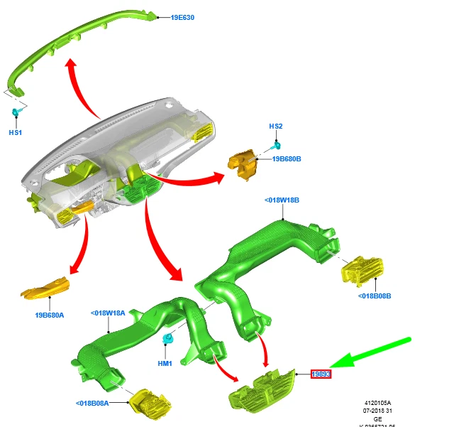 FORD FOCUS MK4 Dashboard Air Vent Louvre Assy 2380484 NEW GENUINE £94. ...