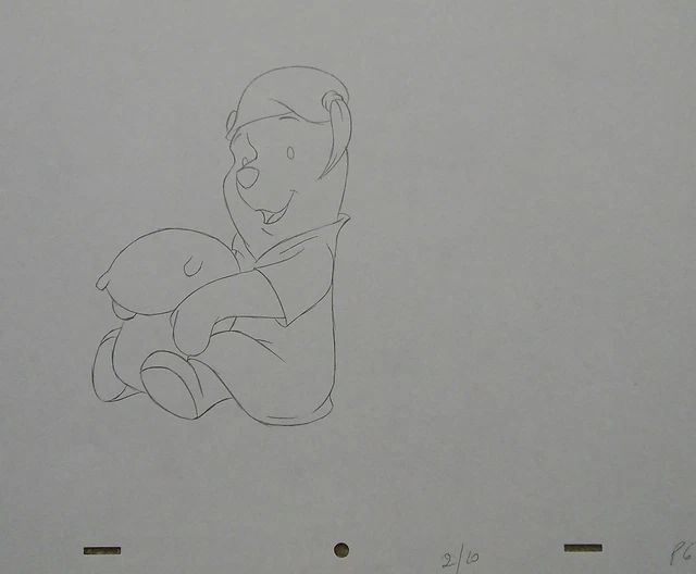 WALT DISNEY ANIMATION Art Cel Production Drawing Winnie the Pooh Bear ...