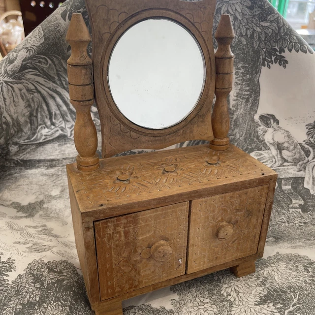 VINTAGE FRENCH DOLLS Wooden Dressing Table Tilting Mirror - Normandy ...