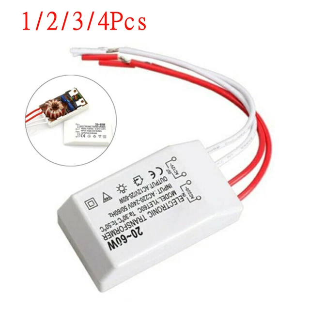 ELEKTRONISCHER HALOGEN-TRAFO 230V auf 12V, 20-60 W Dimmbar Lampen ...