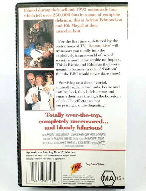 BOTTOM LIVE THE Stage Show VHS PAL Rated MA 15+ Polygram Video - 101 ...