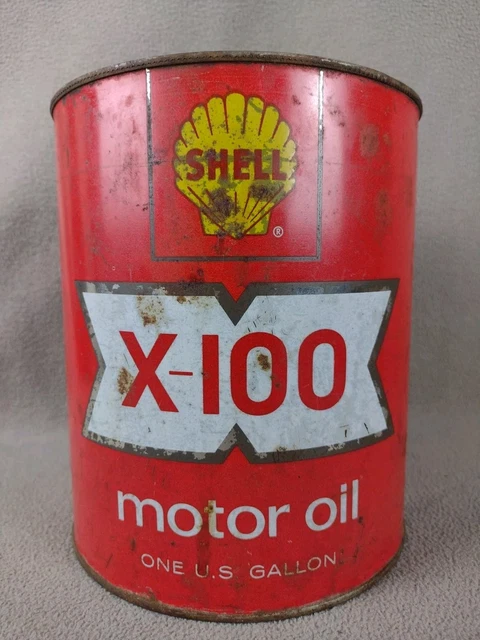 SHELL X-100 MOTOR OIL 1 Gallon Steel Can Gas Station Display $19.99 ...