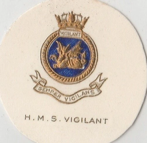 HMS VIGILANT ROYAL Navy Rare Embossed Vintage British Military Paper ...