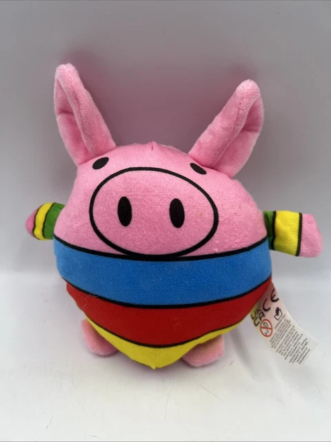 PEPPA PIG SOFT Toy 8-inch Pink Plush Blue red yellow Stripes Vgc £9.95 ...