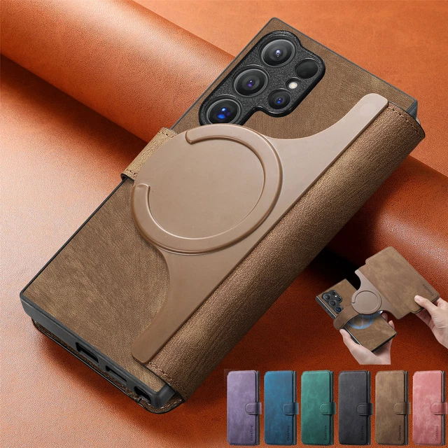 FOR SAMSUNG S24 S21 S22 S23 FE S20 Ultra Leather Detachable Mag-Safe ...