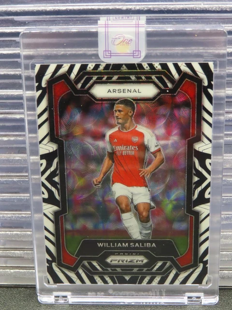 2023-24 PRIZM PREMIER League William Saliba Choice Zebra Prizm SSP 12/ ...