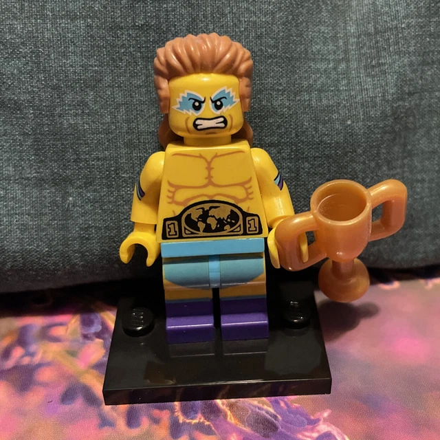 LEGO MINIFIGURES SERIES 13 Wrestling Champion Wrestler Mullet Gold Cup ...