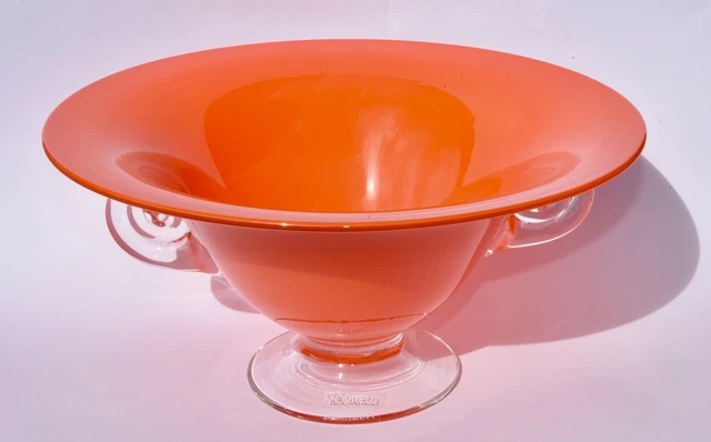 LARGE SIGNED RICHARD MORRELL Australian Glass Footed Bowl / Fruit Bowl ...