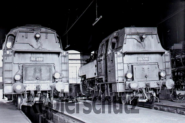 ORIGINAL DAMPFLOK NEGATIV - 86 400 und 86 516 im Heimat-Bw Goslar, 7/68 ...