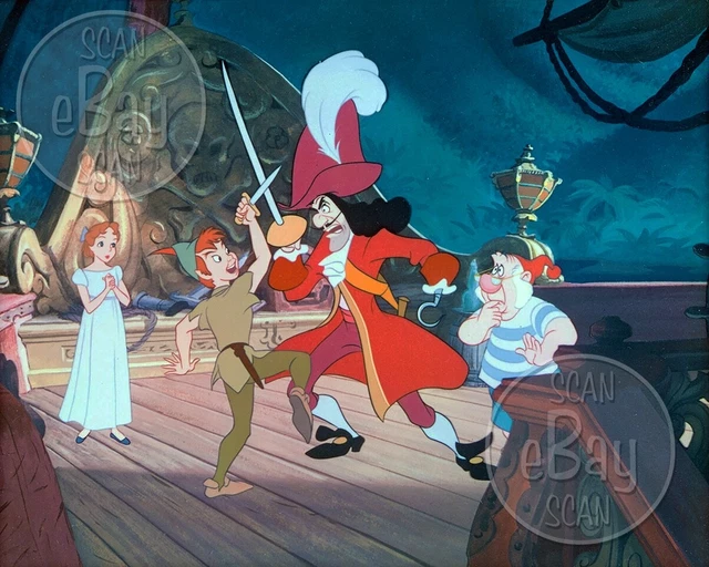 RARE! WALT DISNEY'S PETER PAN Cartoon 8 X 10 Color Photo CAPTAIN HOOK ...