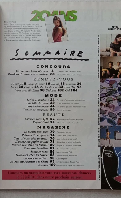 20 ANS 1988 Milla Jovovich Andre Agassi Klaus Meine Scorpions Bonham ...
