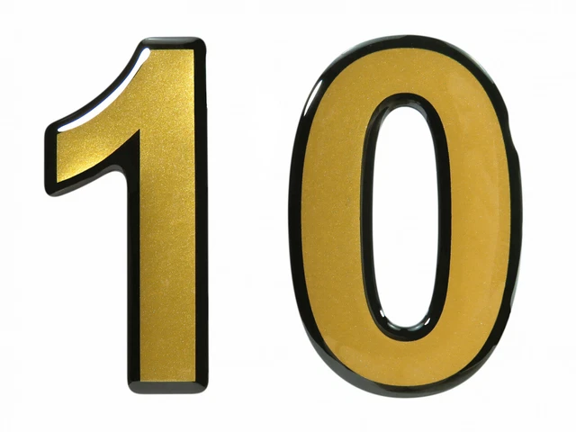PEGATINA 3D DORADA número 10 número dígito placa puerta número de casa ...