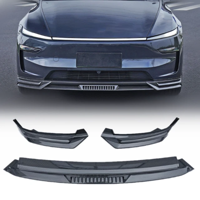 FOR TESLA MODEL Y 2025-2026 Carbon LOOK Front Bumper Lip Kit Spoiler ...