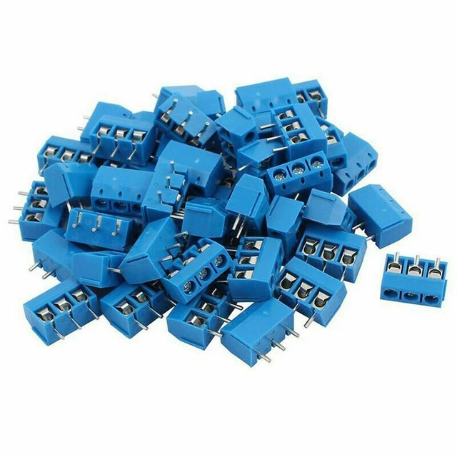 100 PACK COMPACT 3 Pin Plug-in PCB Screw Terminal Block Connector KF301 ...