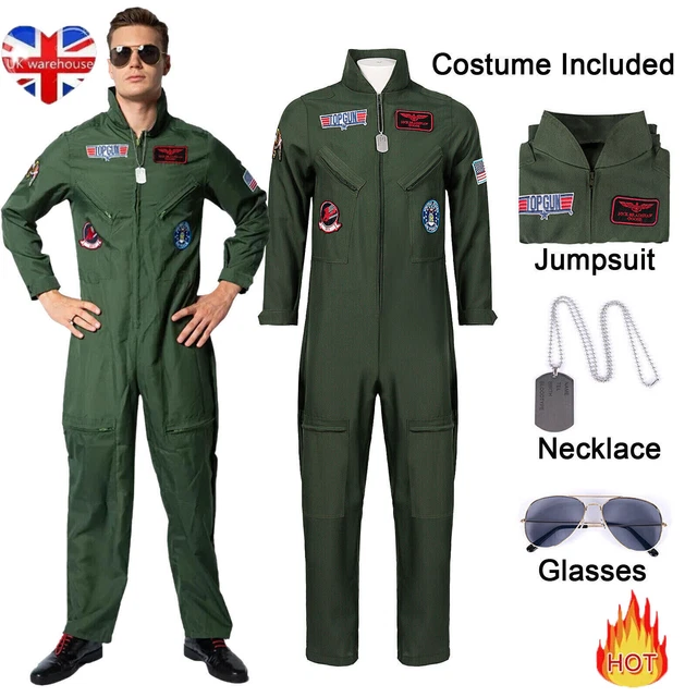 MOVIE TOP GUN Maverick Cosplay Costume Adult Men Pilot Flight Jumpsuit ...