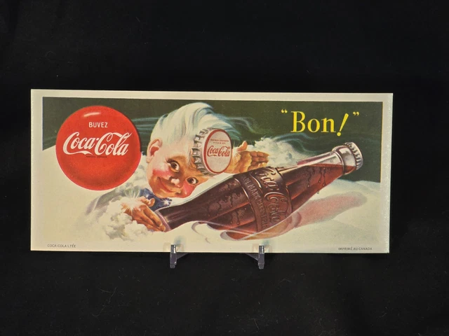 VINTAGE COCA-COLA “BUVEZ Bon!” Sprite Boy Card Sign — Imprimé au Canada ...