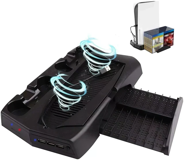 COOLING FAN VERTICAL stand Controller charging dock Storage shelf PS5 ...