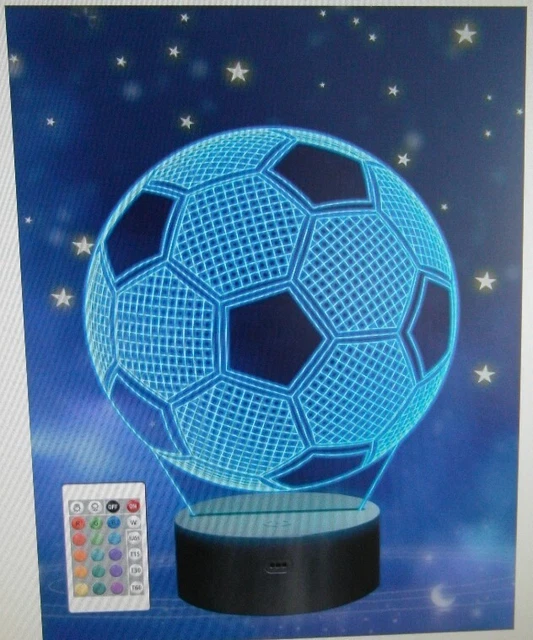 FOOTBALL NIGHT LIGHT 3D LED illusion Remote Touch Control Table Lamp £9 ...
