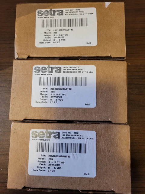 SETRA MODEL 265 Very Low Differential Pressure Transducer for Air or ...