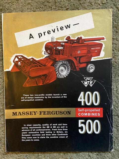 MASSEY FERGUSON COMBINE 400 500 Tractor Brochure Part Manual 1950s Clarkeson £35.00 - PicClick UK