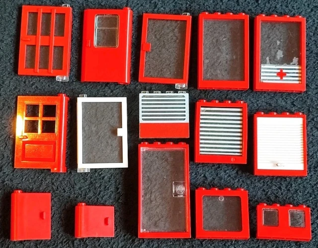 LEGO WINDOWS DOORS Mixed Red Frames 6 Panes Bundle Vintage 4347 73312 ...