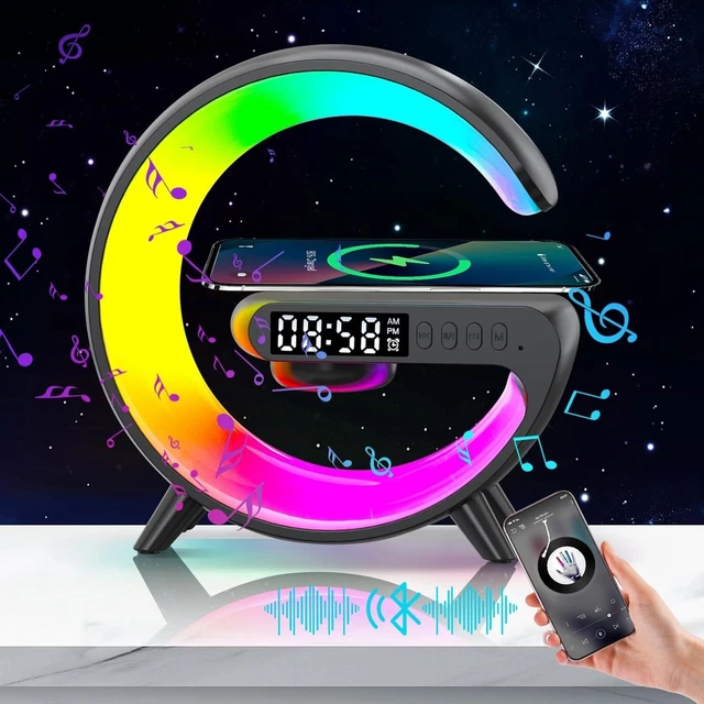 SMART G LAMP Wireless Charger Bluetooth Speaker RGB Alarm Clock Night ...
