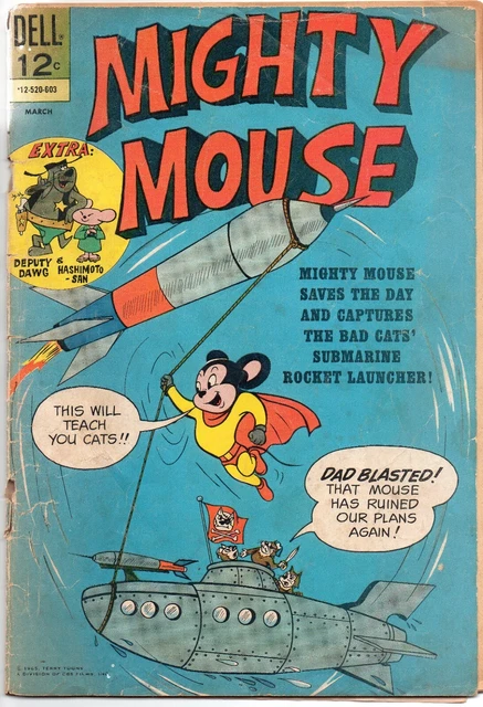 1965 MARCH TERRY Toons Dell Vintage Mighty Mouse Comic Book No. 166 $3. ...