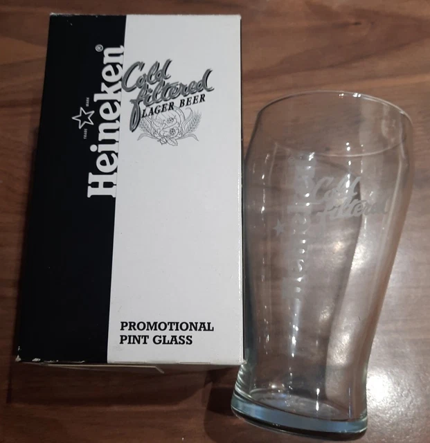 HEINEKEN COLD FILTERED Lager Pint Glass Vintage Branded & Boxed ...