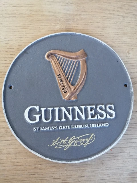 CAST IRON GUINNESS Harp Wall Sign (EMBOSSED) £29.82 - PicClick UK