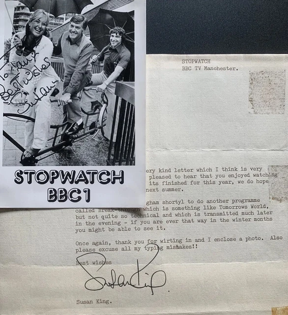 SUSAN KING BBC TV Presenter (Stopwatch) Vintage Hand Signed Photo Card ...