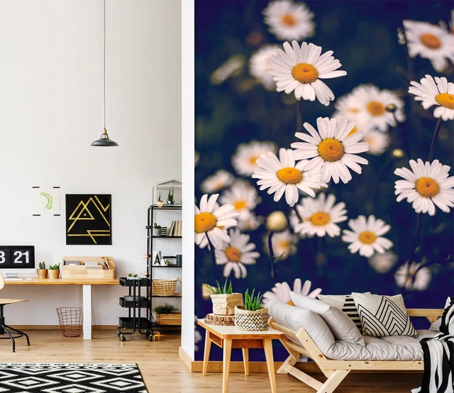 3D WHITE DAISY 250 Wallpaper Mural Paper Wall Print Indoor Murals CA ...