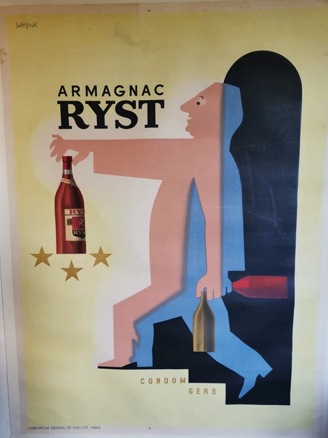 AFFICHE PUBLICITAIRE ORIGINALE D’époque.armagnac Ryst.condom.artiste ...
