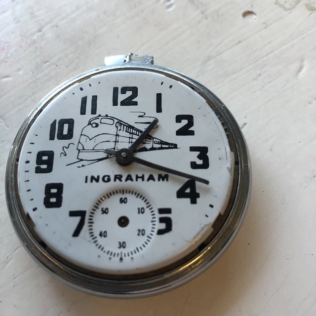 VINTAGE ANTIQUE INGRAHAM Pocket Watch Railroad Train Watch- Manual Wind ...