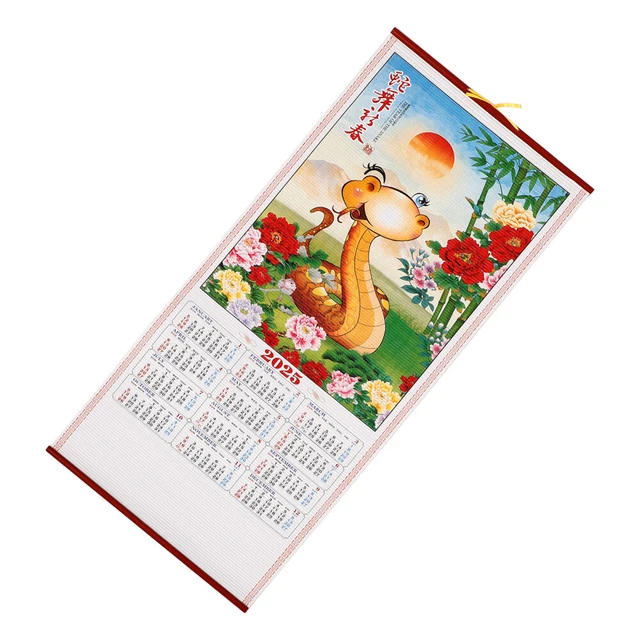 LUNAR CALENDAR HANGING 2025 Snake Year Calendar Chinese Scroll Calendar ...