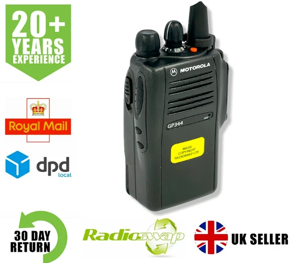 MOTOROLA GP344 UHF 403 -470Mhz4 Watt Walkie Talkie Two Way Radio - New £179.95 - PicClick UK