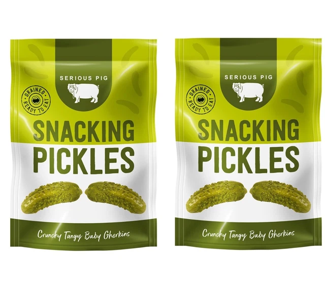 SERIOUS PIG SNACKING Pickles Crunchy Tangy Mini Gherkins 40g PACK OF 2 ...