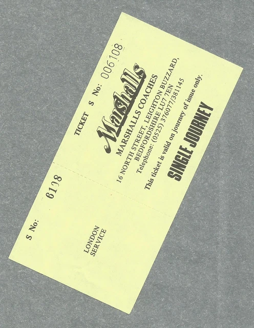 BUS TICKET; MARSHALLS Coaches, Leighton Buzzard, Beds. £1.16 - PicClick UK