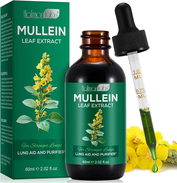 MULLEIN LEAF LIQUID Drops 60ml Premium Extract Fast Absorption Alcohol ...