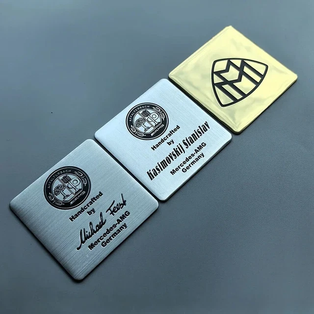 65MM SQUARE LABEL Car Emblems Stickers Engine Badges for Mercedes ...