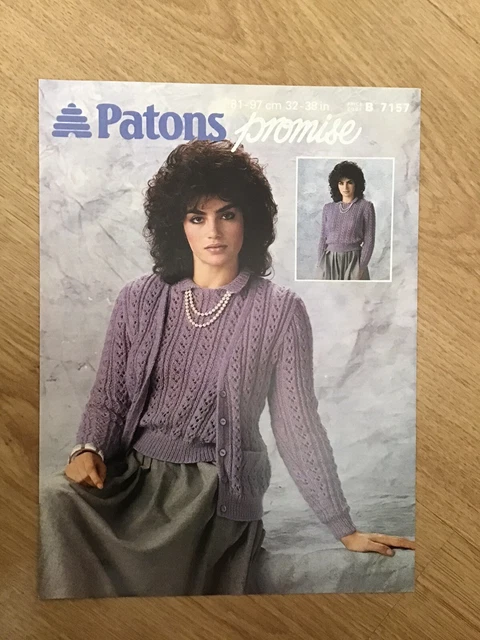 PATONS PROMISE KNITTING Pattern 7157 Lady’s Lacy Sweater & Cardigan 32 ...