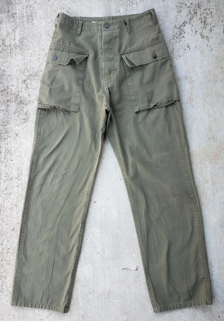 VINTAGE M43 HBT Cargo Field Pants 30x30 1940s WW2 US Military Army War ...