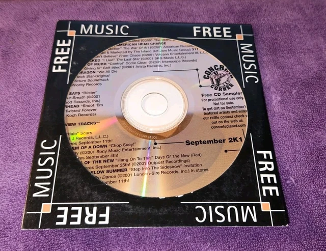 CONCRETE CORNER CD sampler september 2001 SLIPKNOT/ADEMA/MOTORHEAD/SOIL ...