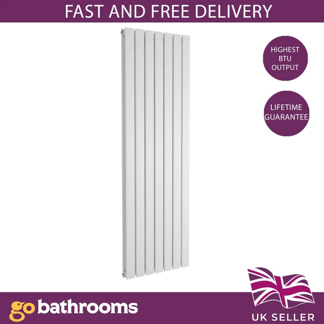 WHITE RADIATOR FLAT Panel Modern Upright Vertical Double Column Rad ...